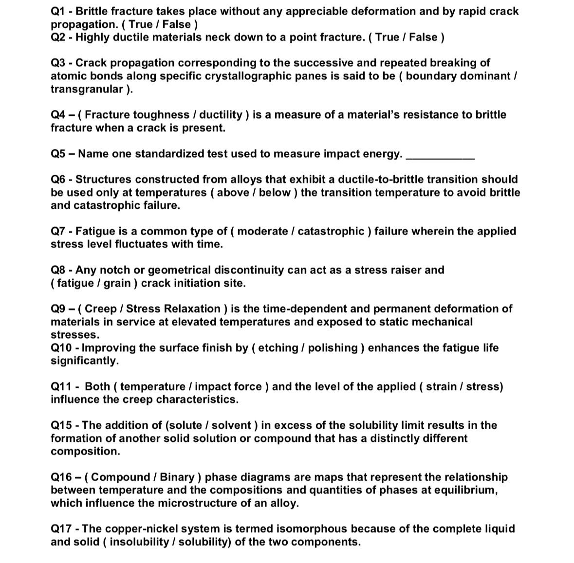Solved Q1 - ﻿Brittle fracture takes place without any | Chegg.com