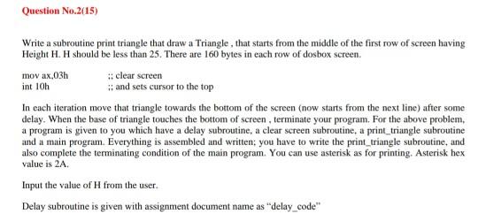 Implement Through Assembly Language 8086 Write A 