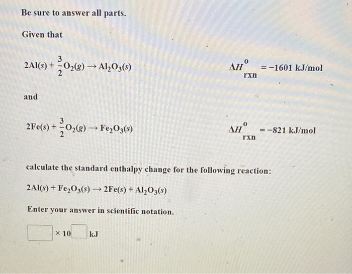 Solved Be sure to answer all parts. Given that | Chegg.com