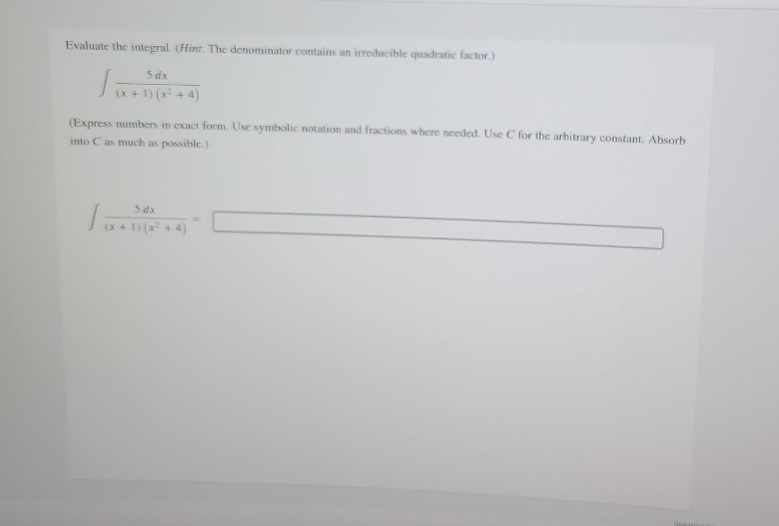 Solved Evaluate the integral. (Hint: The denominator | Chegg.com
