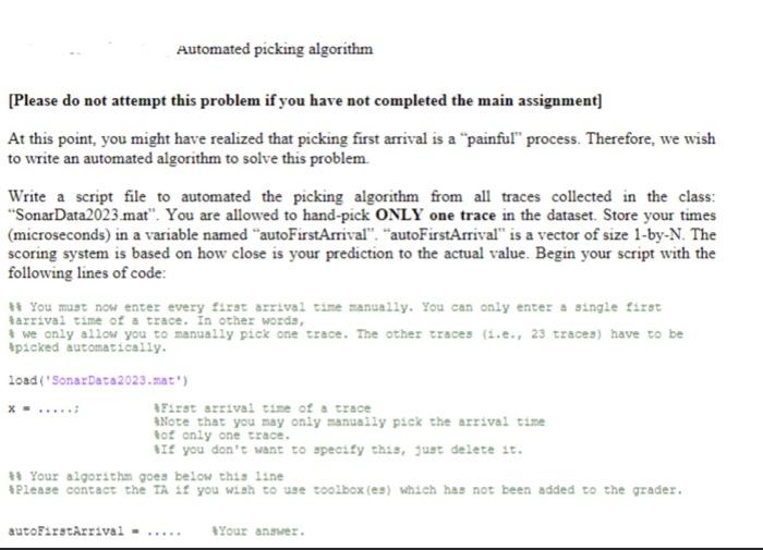Solved Automated picking algorithm [Please do not attempt | Chegg.com