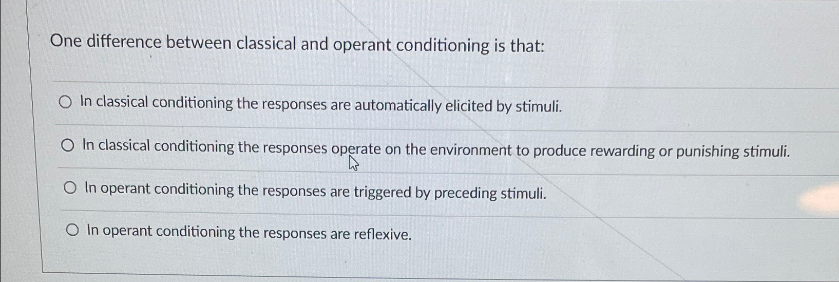 Solved One difference between classical and operant | Chegg.com