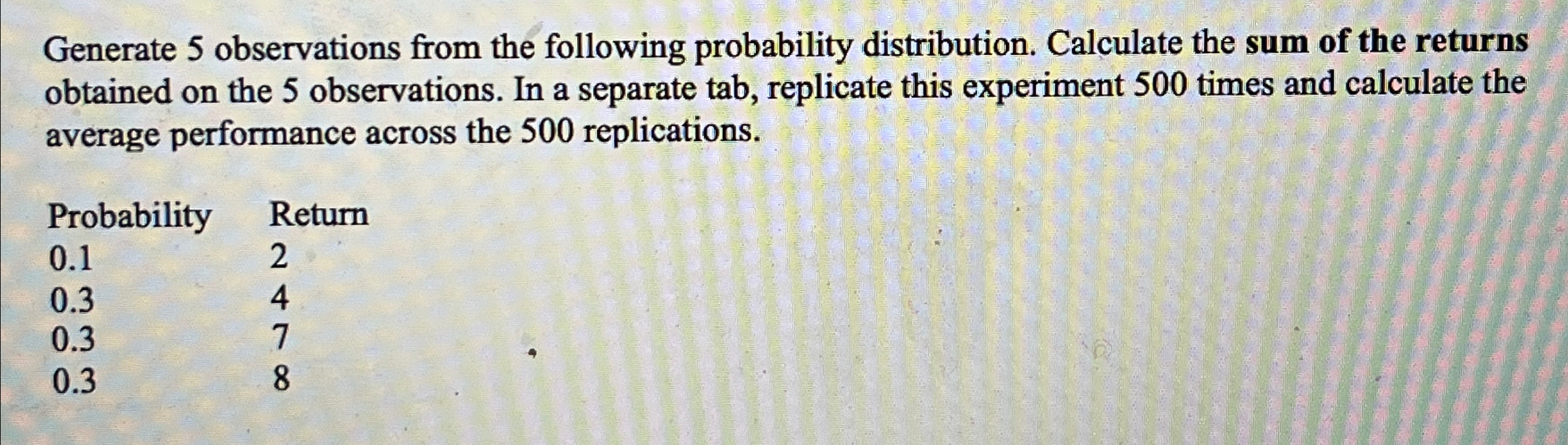 Solved Generate 5 ﻿observations from the following | Chegg.com