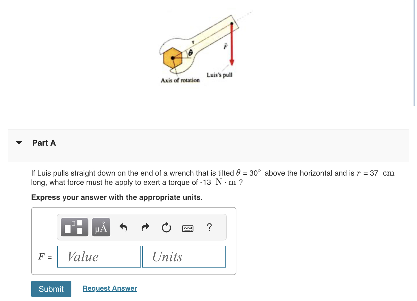 Solved Part AIf ﻿Luis pulls straight down on ﻿the end of ﻿a | Chegg.com