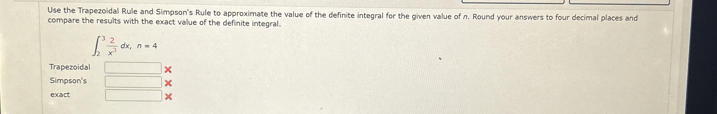 Solved Use the Trapezoidal Rule and Simpson's Rule to | Chegg.com