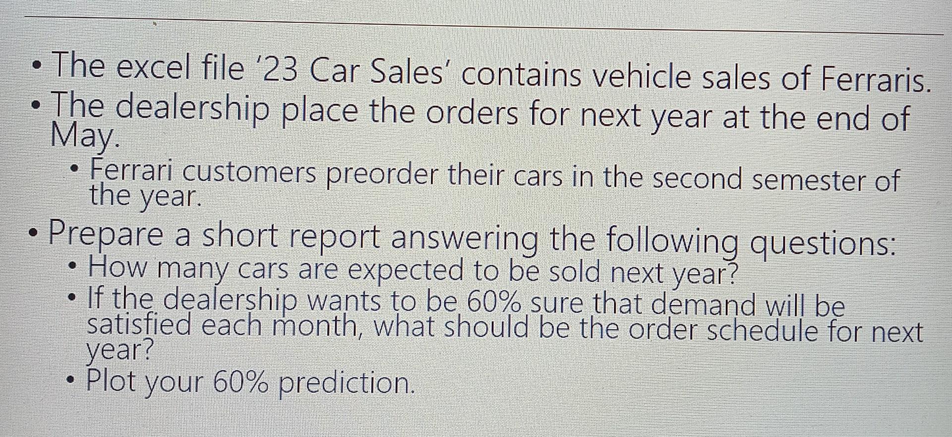 - The excel file ' 23 Car Sales' contains vehicle | Chegg.com