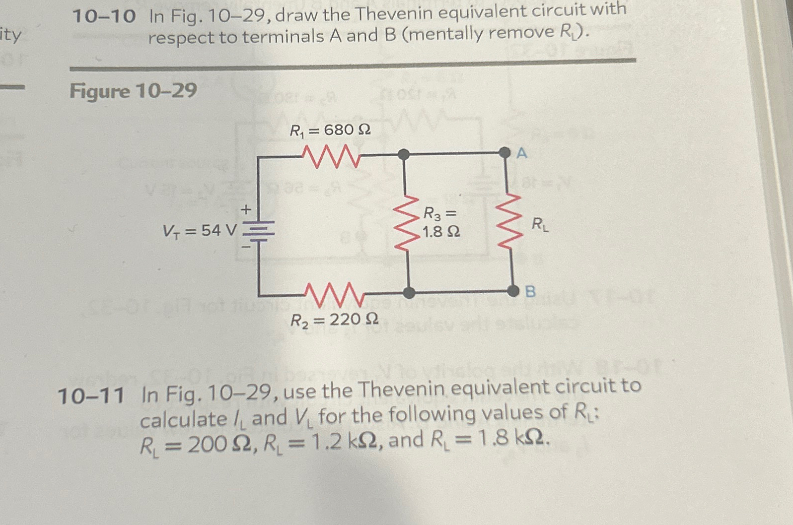 Solved 10-10 ﻿In Fig. 10-29, ﻿draw the Thevenin equivalent | Chegg.com