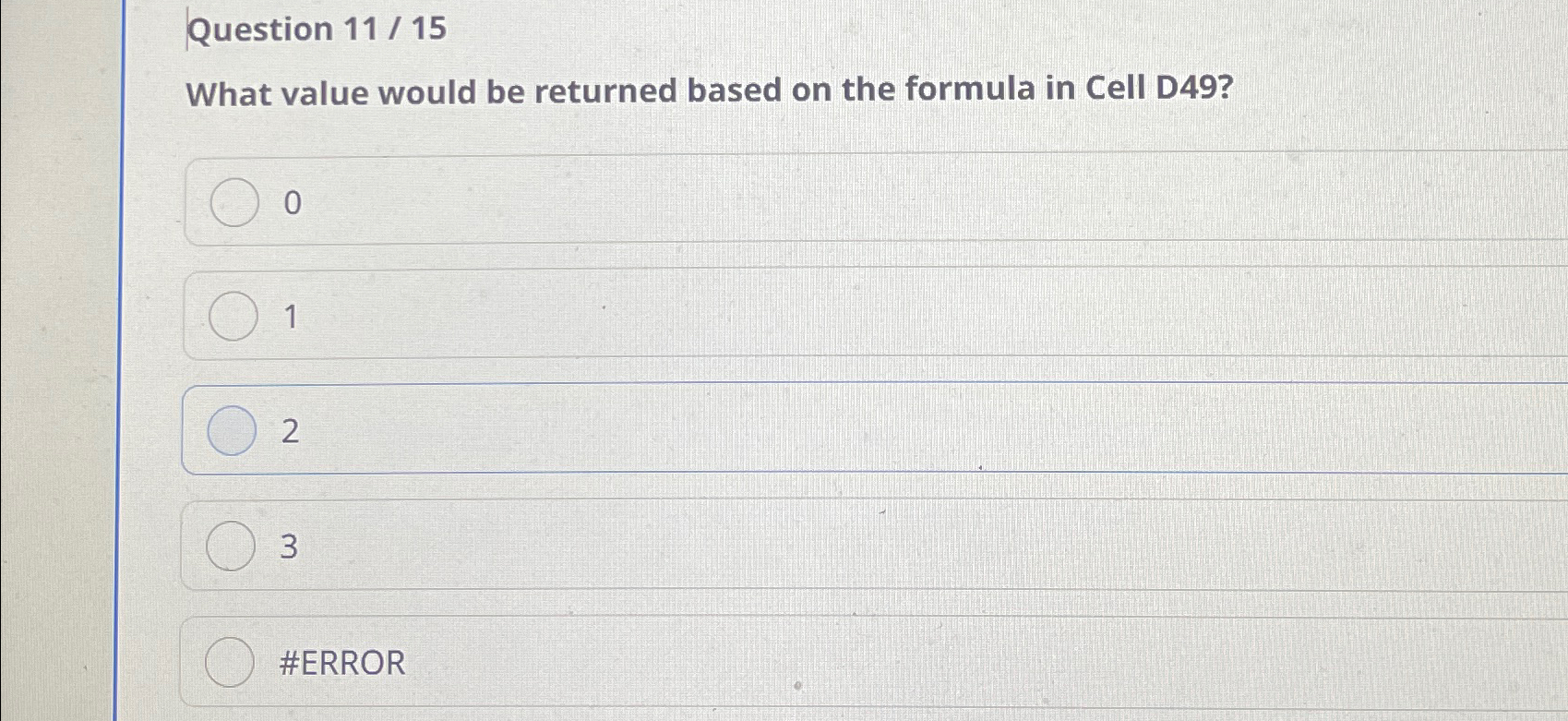 Solved Question 11 / 15What value would be returned based on | Chegg.com