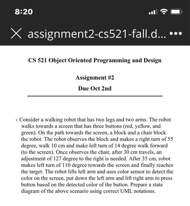 Solved 8:20 X assignment2-cs521-fall.d... CS 521 Object | Chegg.com
