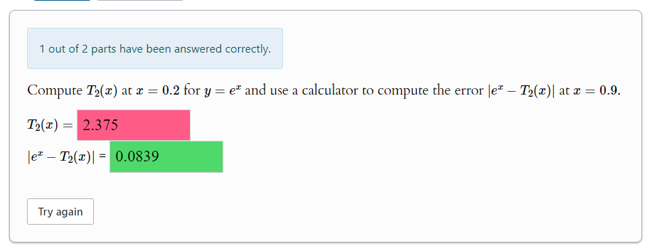Solved 1 ﻿out of 2 ﻿parts have been answered | Chegg.com