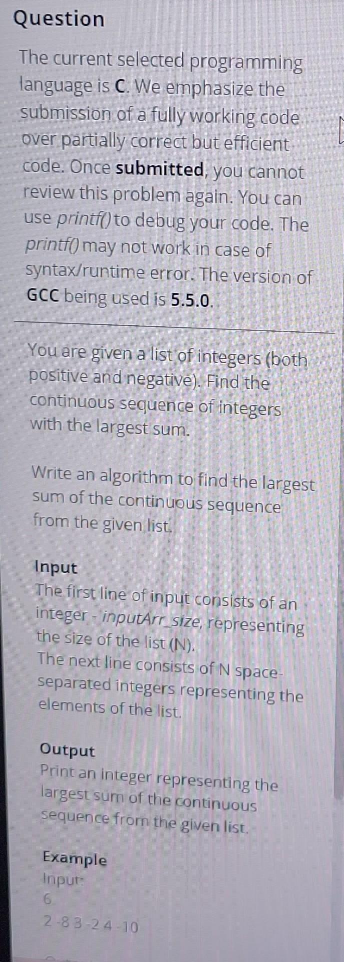 Solved Explanation: The given list is (2,−8,3,−2,4,−10), and | Chegg.com