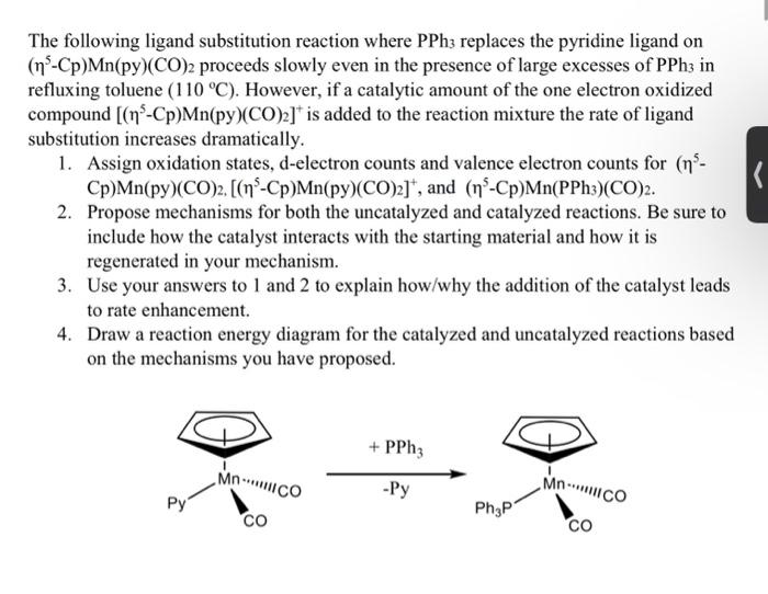 The following ligand substitution reaction where PPh3 | Chegg.com