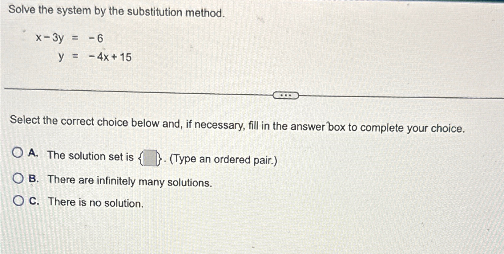 Solved Solve the system by the substitution | Chegg.com