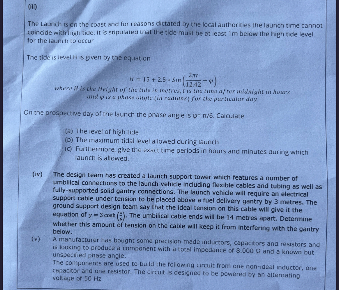 Solved (iii)The Launch is on the coast and for reasons | Chegg.com