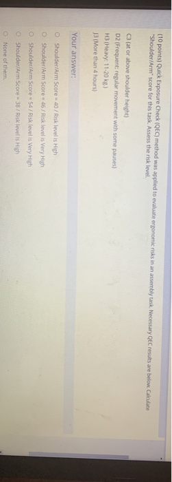 (10 points) Quick Exposure Check (QEC) method was | Chegg.com