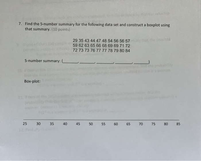 Solved 7. Find the 5-number summary for the following data | Chegg.com