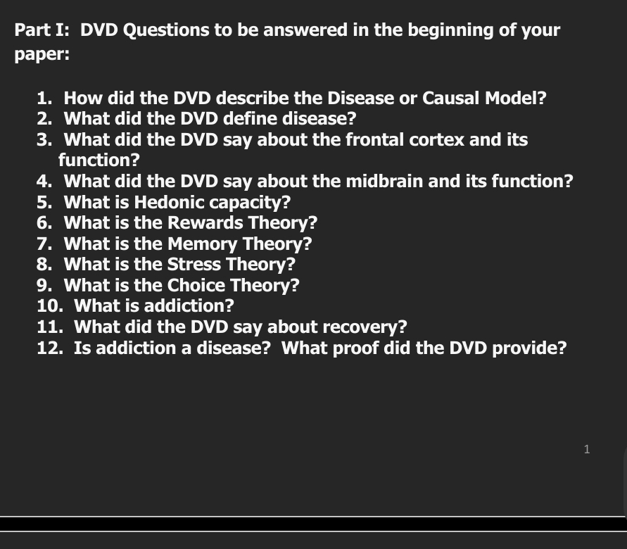 Solved Part I Dvd Questions To Be Answered In The Beginning