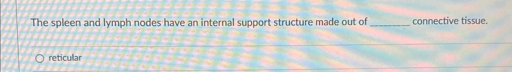 Solved The spleen and lymph nodes have an internal support | Chegg.com