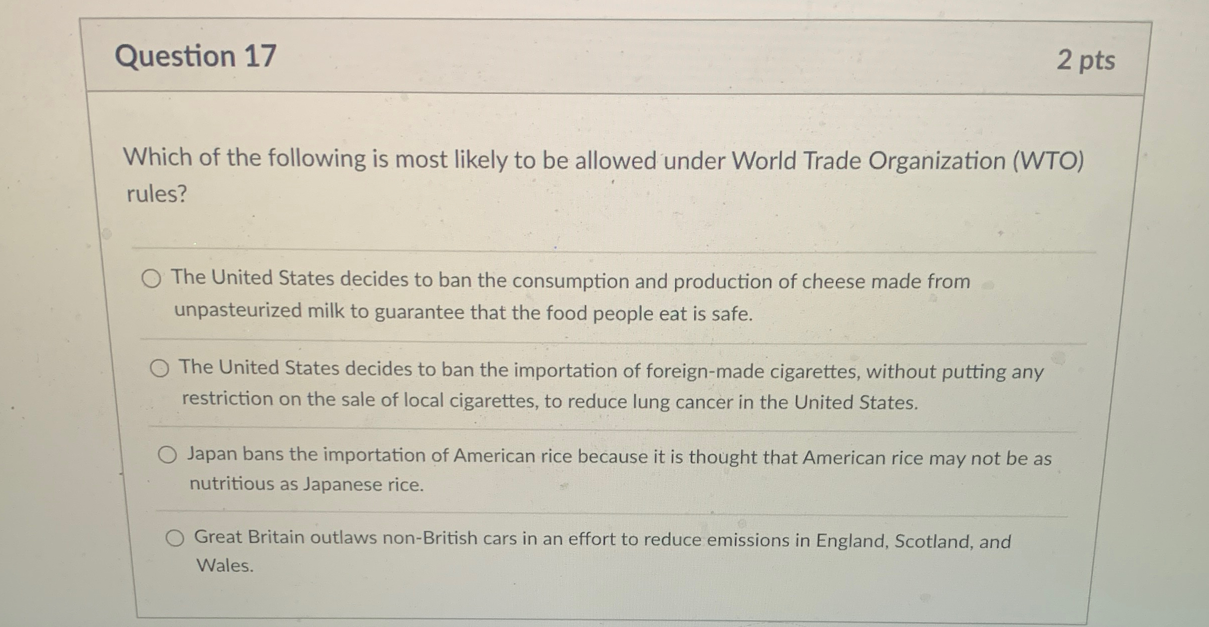 Solved Question 172 ﻿ptsWhich of the following is most | Chegg.com