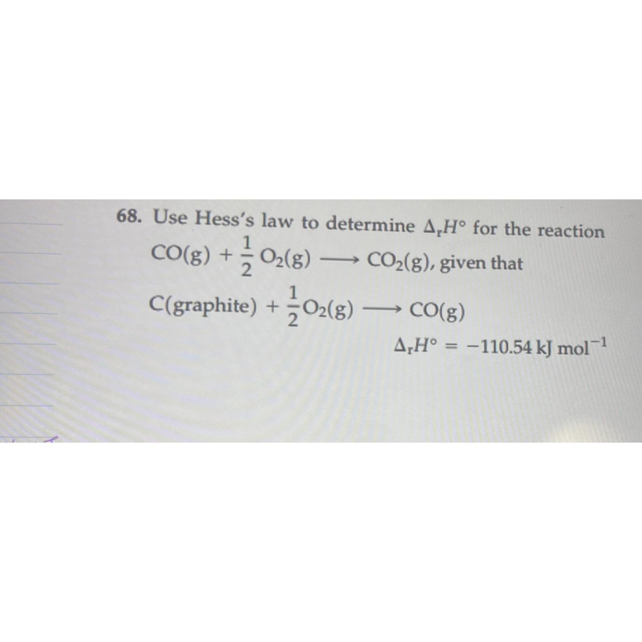 Use Hess's law to determine ΔrH° ﻿for the | Chegg.com