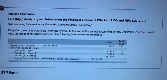 Solved Required Information E7-7 (Algo) Analyzing and | Chegg.com