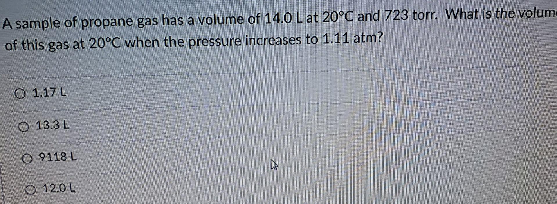 Solved A sample of propane gas has a volume of 14.0 L at | Chegg.com