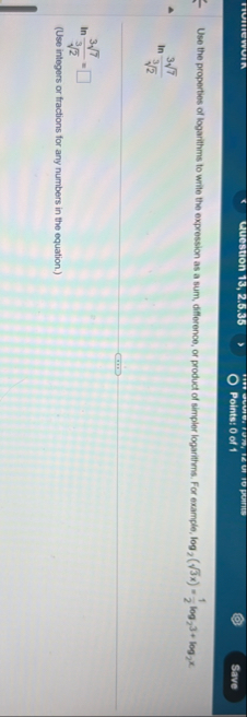 Solved Question 13,2.5.35Points: 0 ﻿of 1Use the properties | Chegg.com