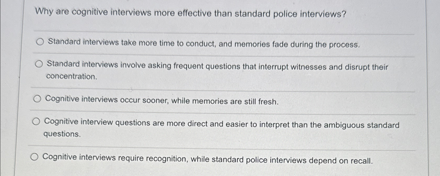 Solved Why are cognitive interviews more effective than | Chegg.com