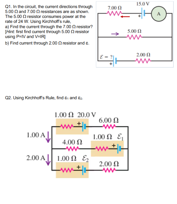 Solved Q1. In ﻿the circuit, the current directions | Chegg.com