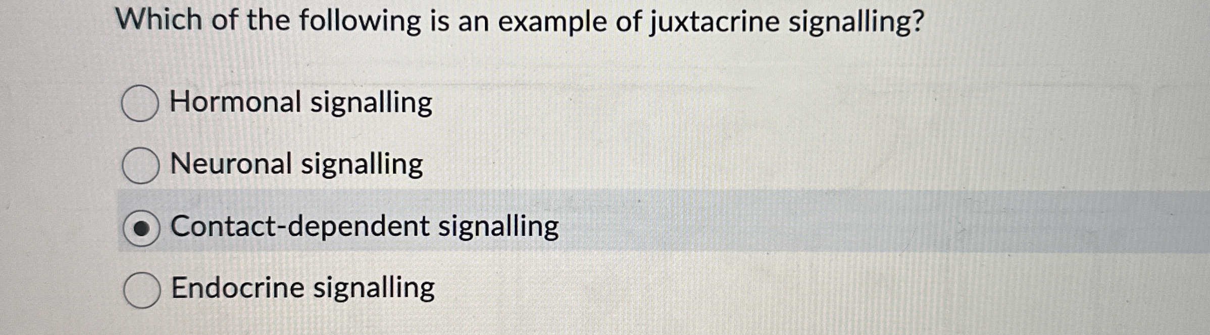 Solved Which of the following is an example of juxtacrine | Chegg.com