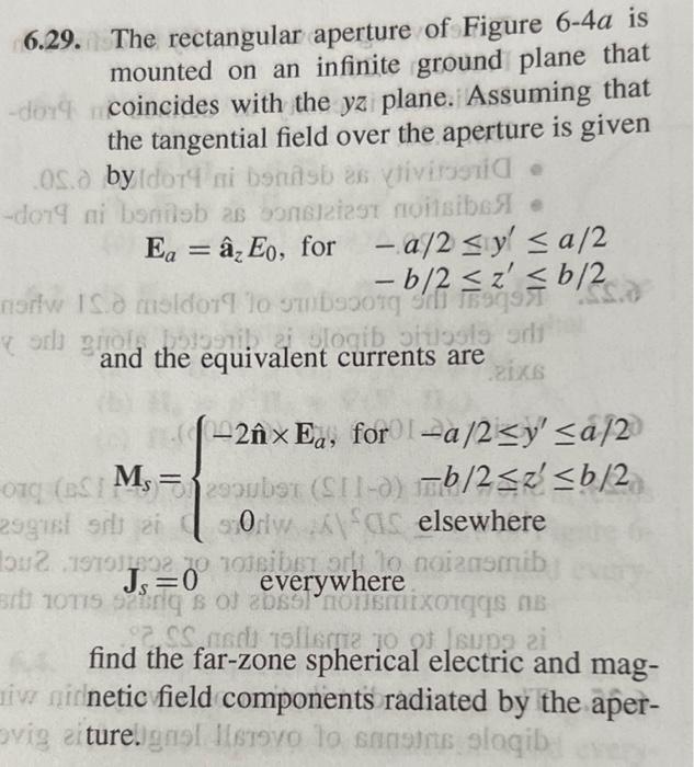 Solved 6.29. The rectangular aperture of Figure 6-4a is | Chegg.com