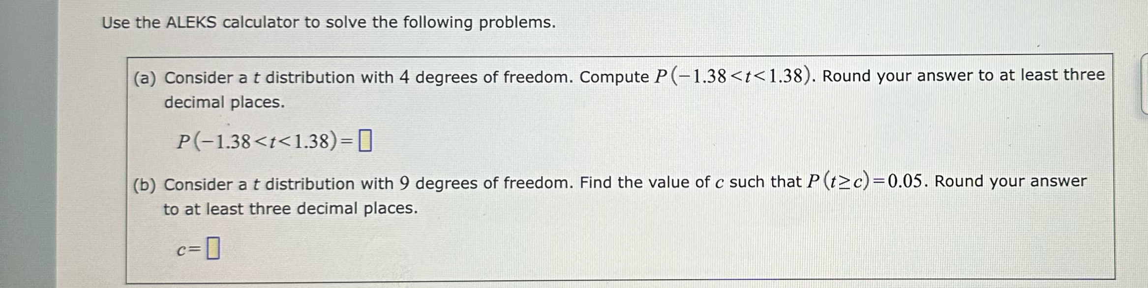 Solved Use the ALEKS calculator to solve the following | Chegg.com