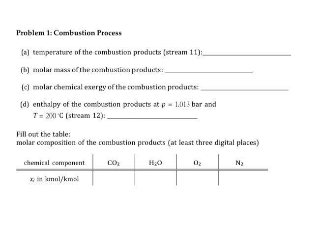 Solved see Problems 2 and 3 12 Problem 1 Combustion process | Chegg.com