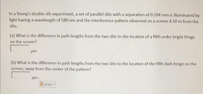 Solved In a Young's double-slit experiment, a set of | Chegg.com