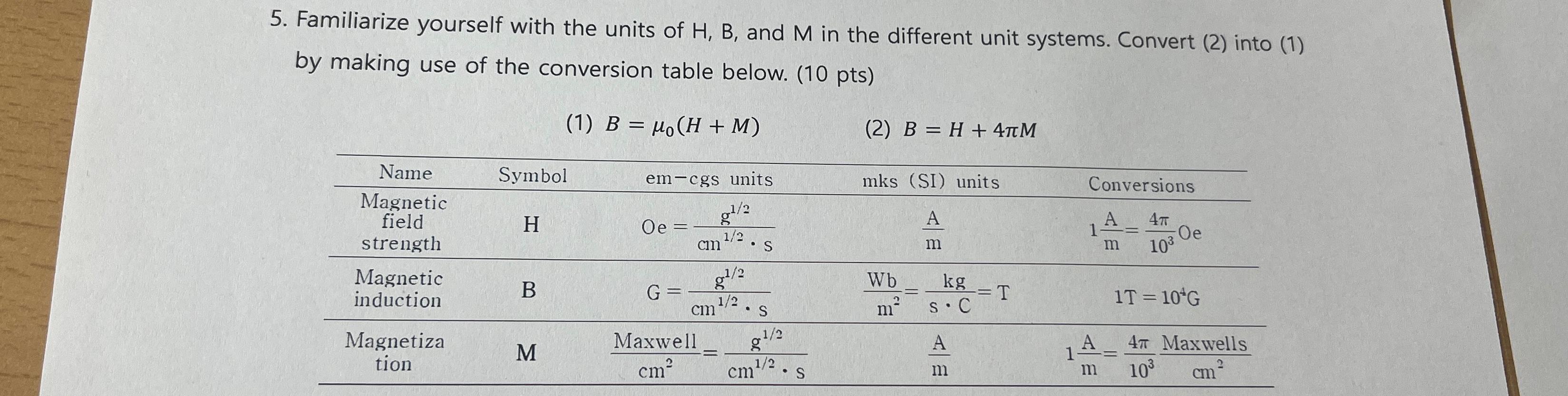 Solved Familiarize yourself with the units of H,B, ﻿and M | Chegg.com