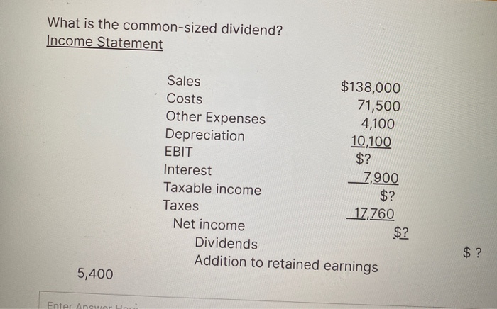 Solved What is the common-sized dividend? Income Statement | Chegg.com