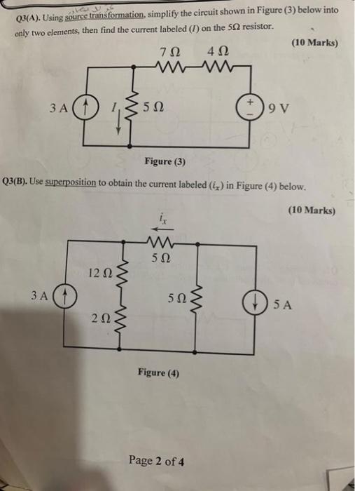 Solved Q3(A). Using source transformation, simplify the | Chegg.com