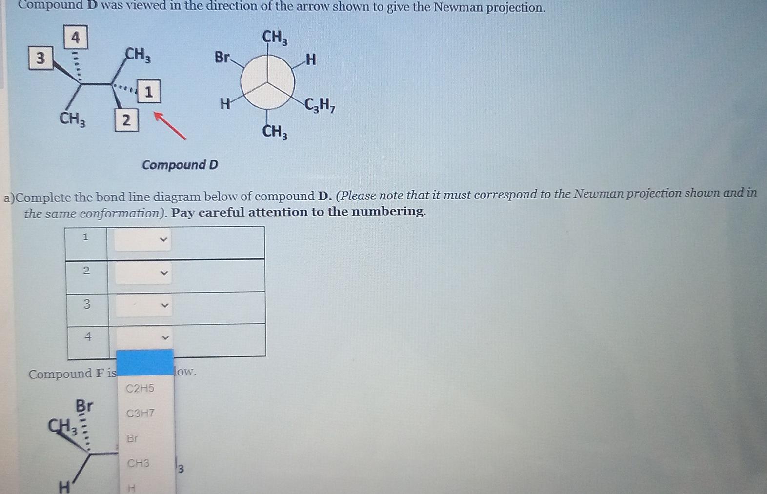 Solved Compound F is shown below. CH. C₂H5 H Compound F | Chegg.com