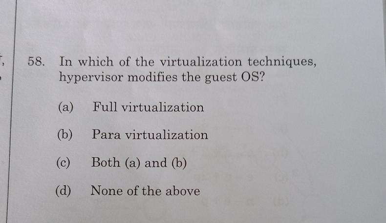 Solved In Which Of The Virtualization Techniques Hypervisor