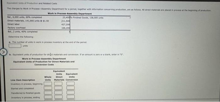 Solved Equimilent Unats of Production and Melased Costs | Chegg.com