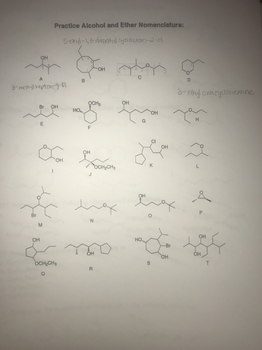 Solved Practice Alcohol and Ether Nomenclature: | Chegg.com