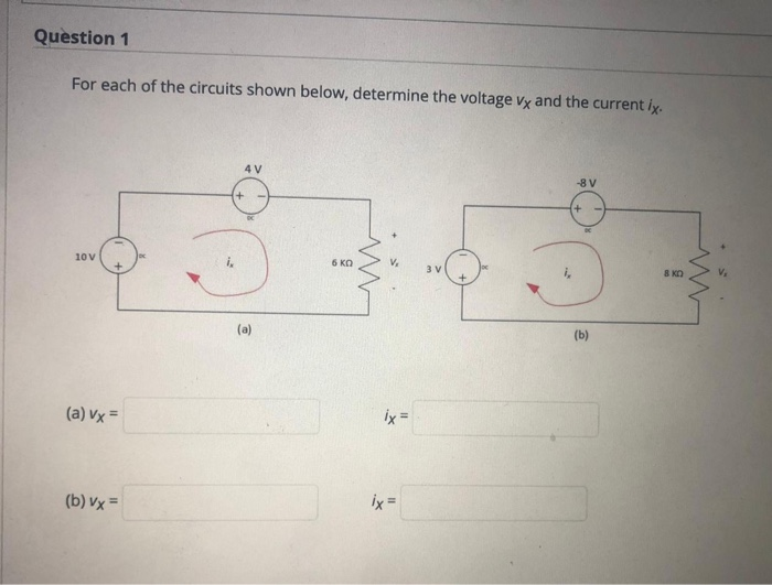 Solved Question 1 For each of the circuits shown below, | Chegg.com