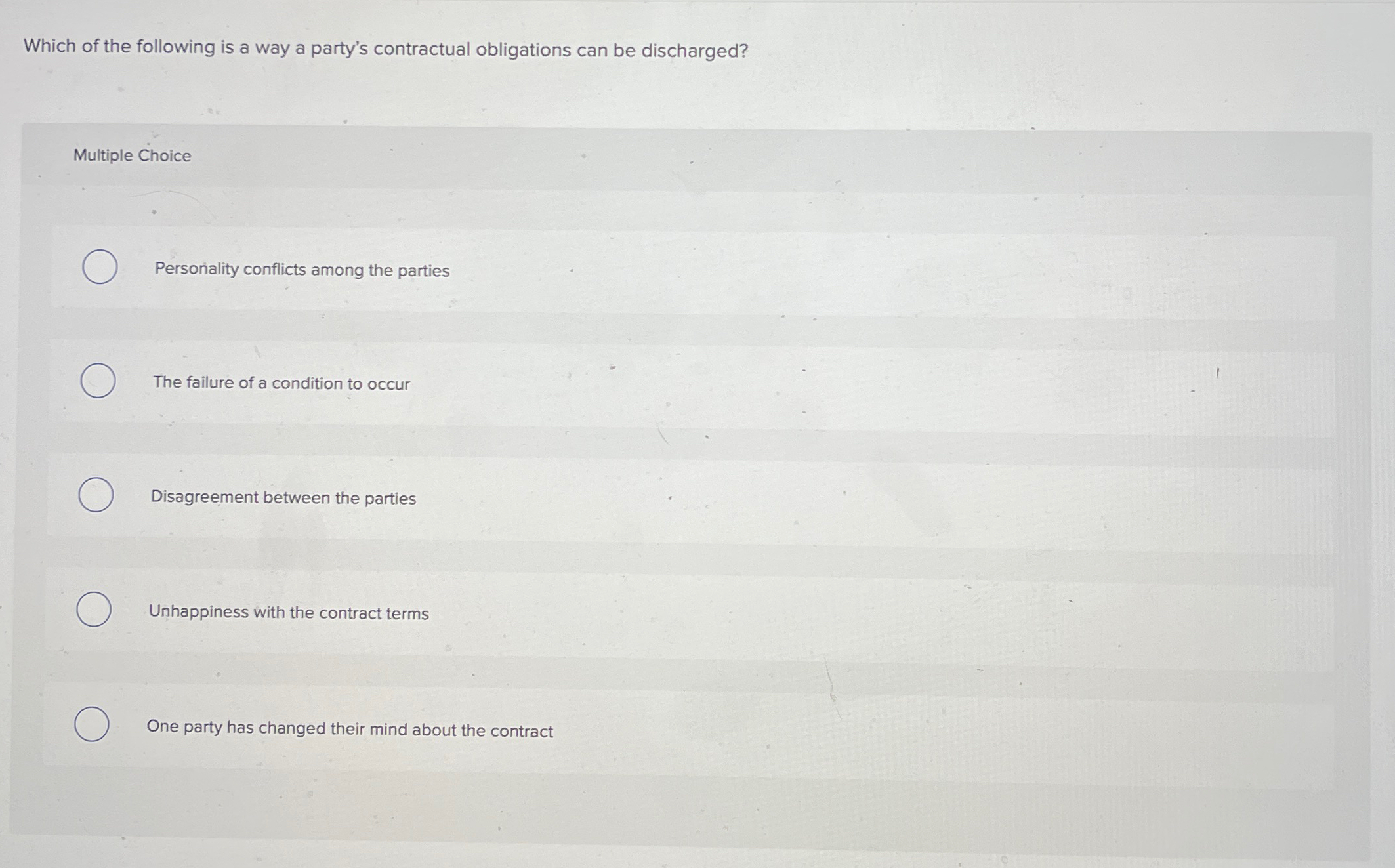 Solved Which of the following is a way a party's contractual | Chegg.com