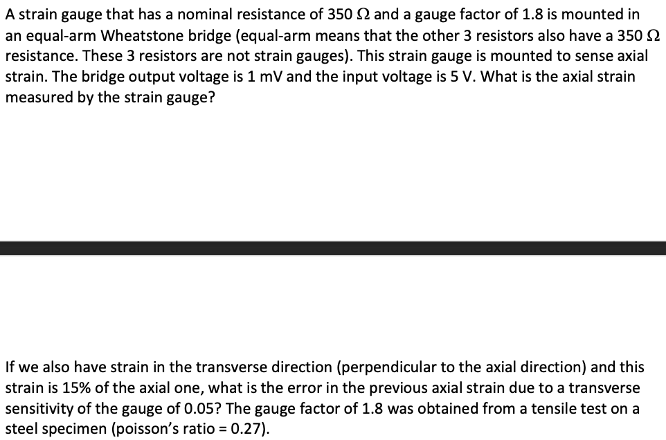 Solved A strain gauge that has a nominal resistance of | Chegg.com