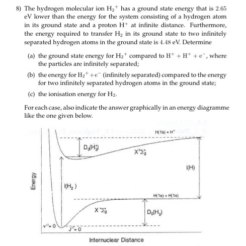 8) The hydrogen molecular ion H has a ground state | Chegg.com