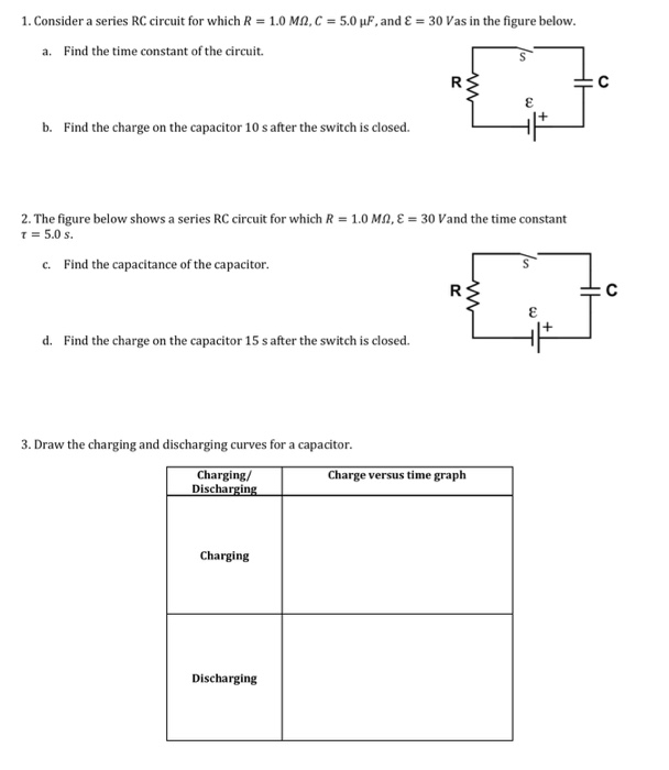 Solved 1. Consider a series RC circuit for which R = 1.0 MA, | Chegg.com