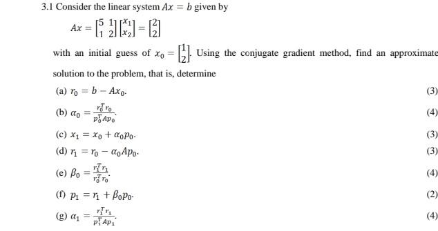 Solved 3.1 Consider the linear system Ax = b given by Ax = | Chegg.com