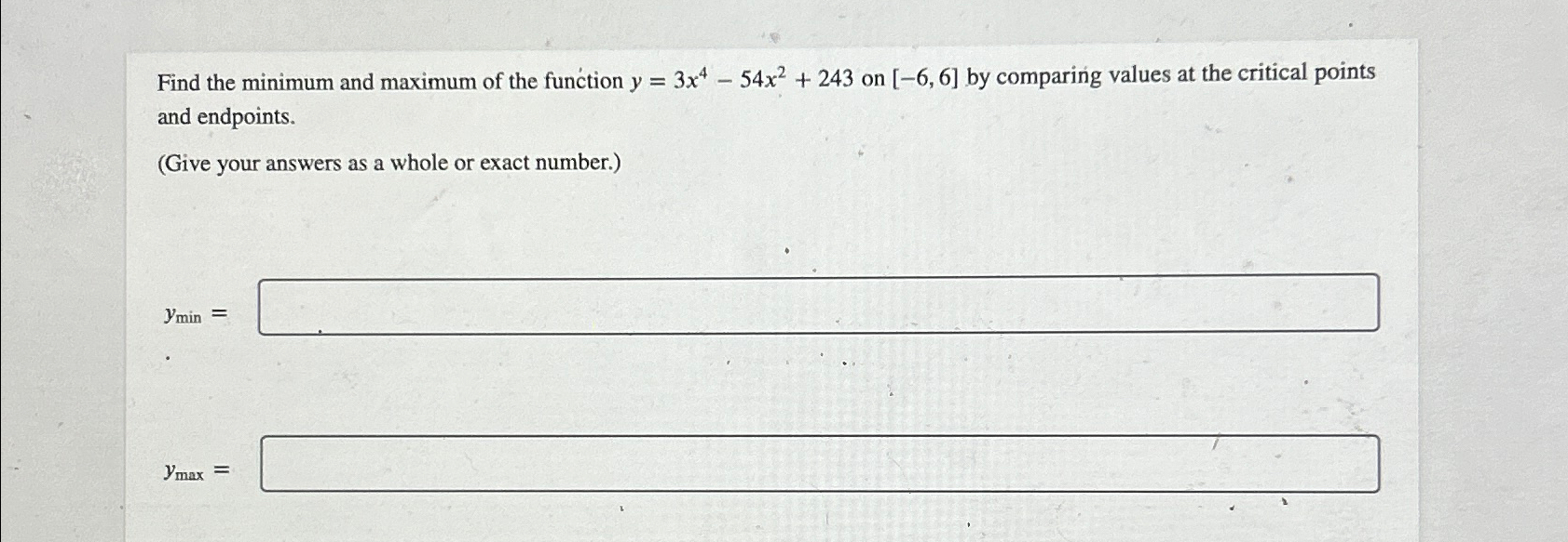 Solved Find The Minimum And Maximum Of The Function
