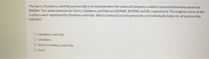 Solved The Gorni, Chambers, and Hale partnership is | Chegg.com