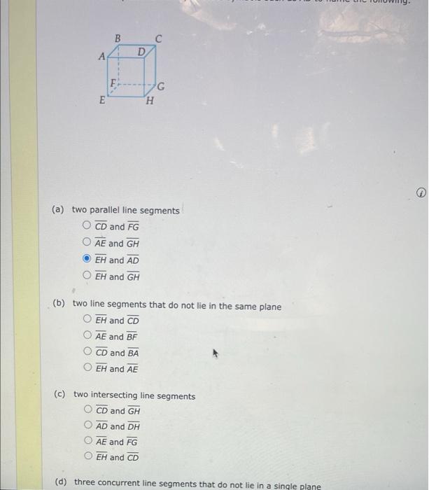 Solved (a) two parallel line segments CD and FG AE and GH EH | Chegg.com